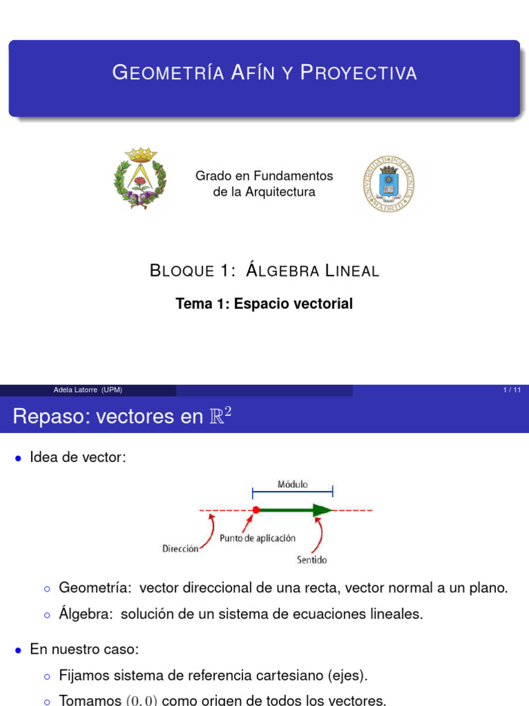 GAP Bloque1 Semana1 Handout | PDF | Espacio vectorial | Vector Euclidiano