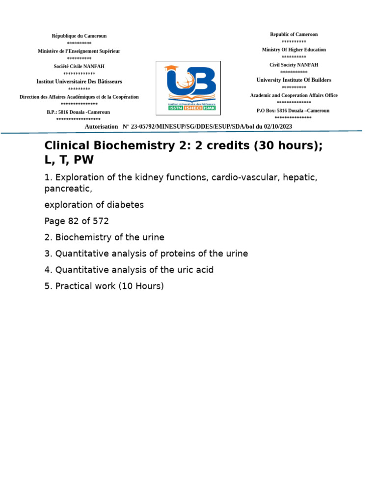 Clinical Biochemistry 2 Sem 2 | PDF