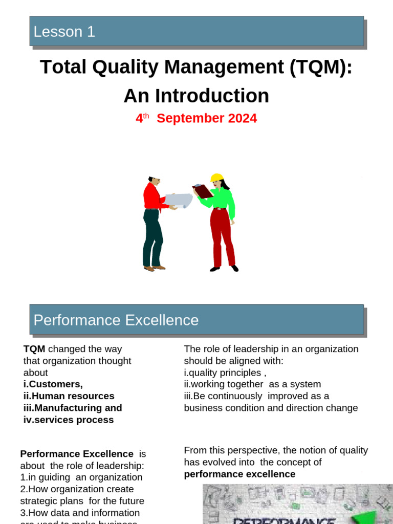 Introduction To TQM | PDF | Quality (Business) | Reputation