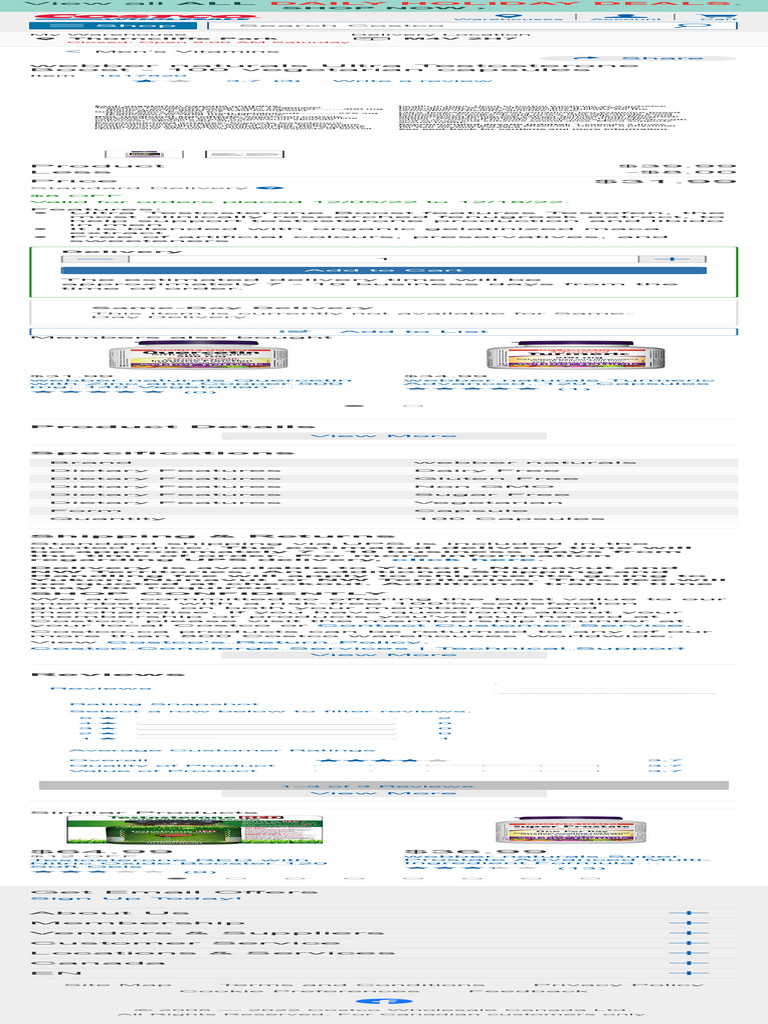 Webber Naturals Ultra Testosterone Boost - 100 Vegetarian Capsules ...