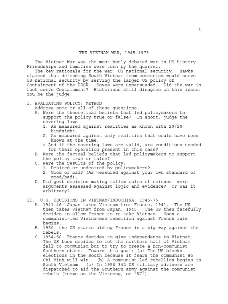 Analyzing U.S. Involvement in Vietnam War | PDF | Viet Cong | Vietnam War