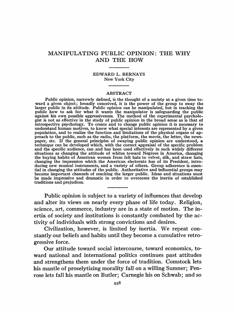Manipulating Public Opinion the Why and the How | PDF