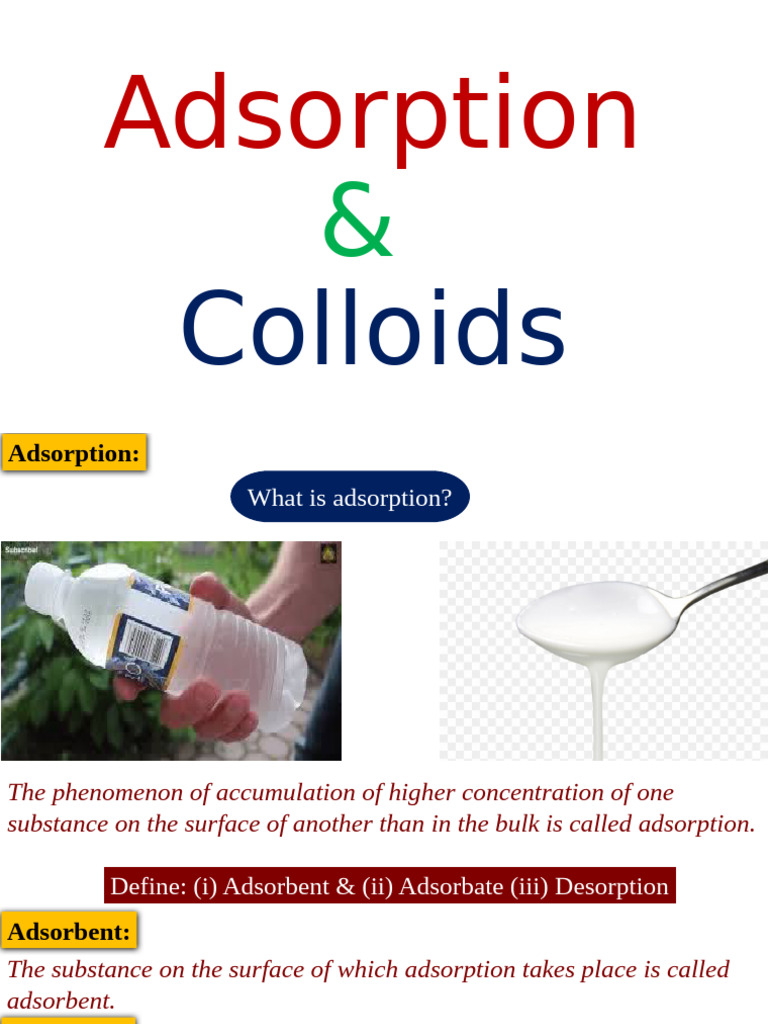 Adsorption & Colloids | PDF | Adsorption | Colloid