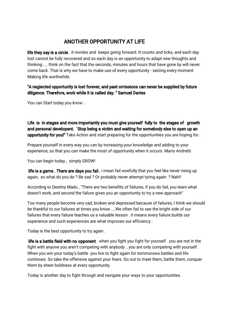 Another Opportunity To Life (1) - 1 | PDF