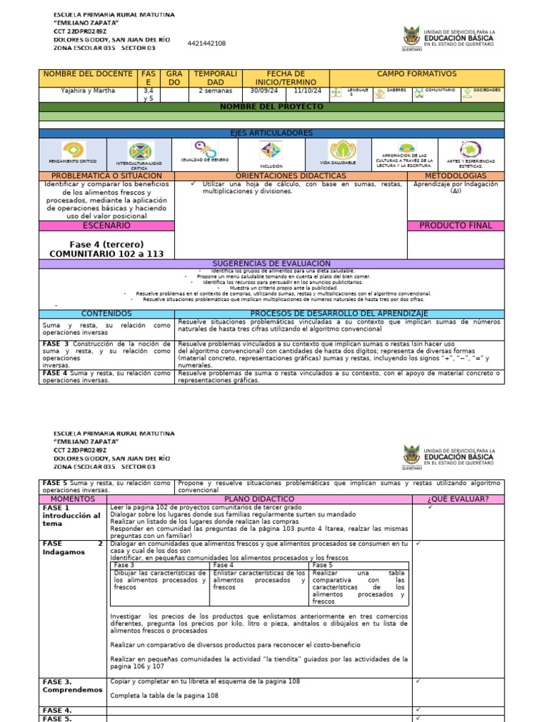 Planeacion Multigrado | PDF | Sustracción