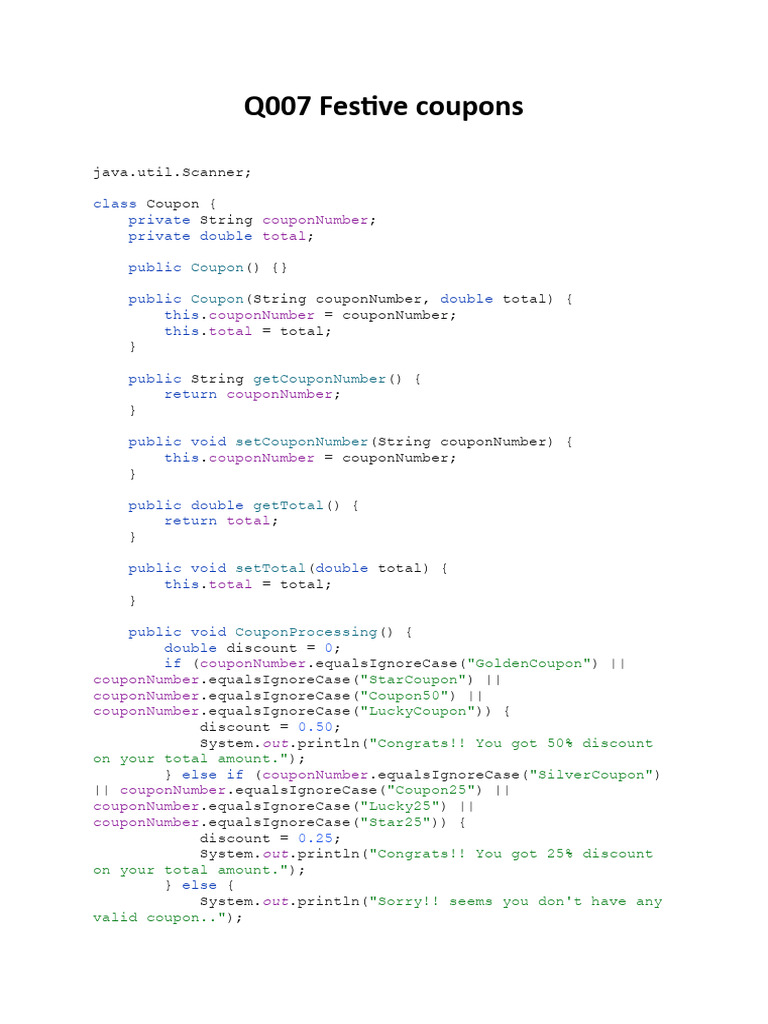 Festive Coupon Processing in Java | PDF | Computer Science | Computer ...