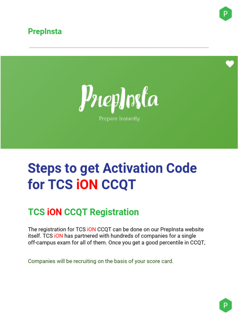Steps For TCS ION CCQT Registration | PDF