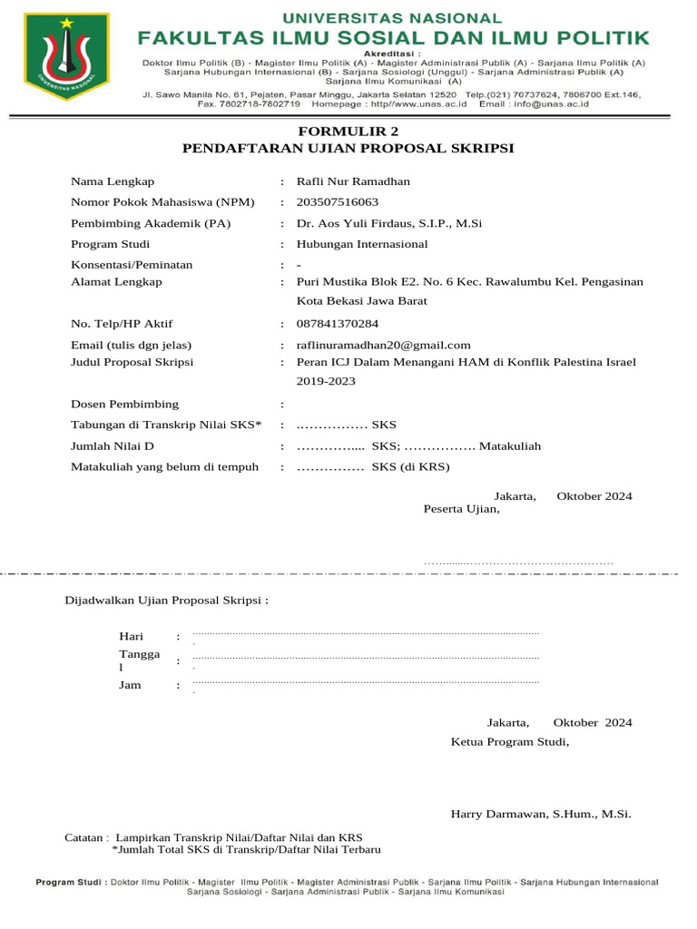 A. Formulir Pendaftaran Sidang Proposal Skripsi GANJIL 2024-2025 ...