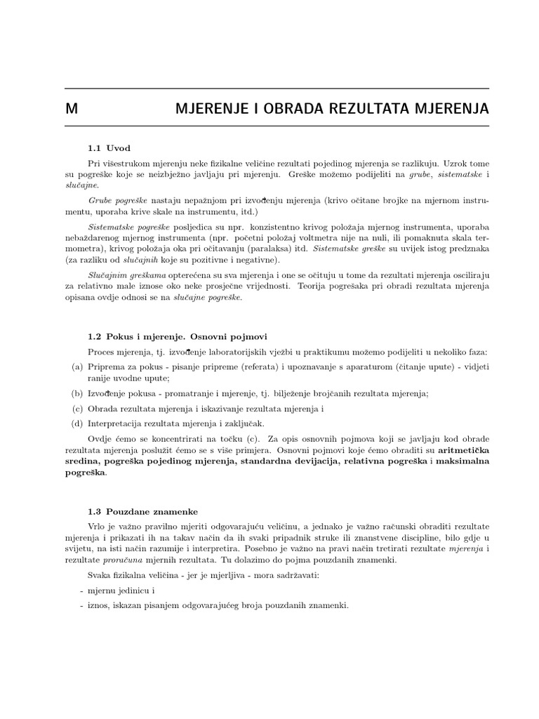 Mjerenje I Obrada Rezultata Mjerenja | PDF