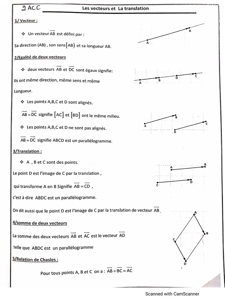 Vecteur & Translation 2ACC 1715360119 g8 | PDF