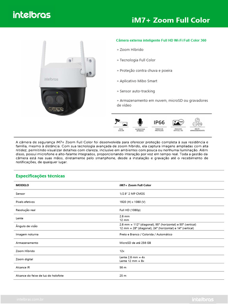 Datasheet - Im7+ Zoom - Câmera Externa Inteligente Full HD Wi-Fi Full ...