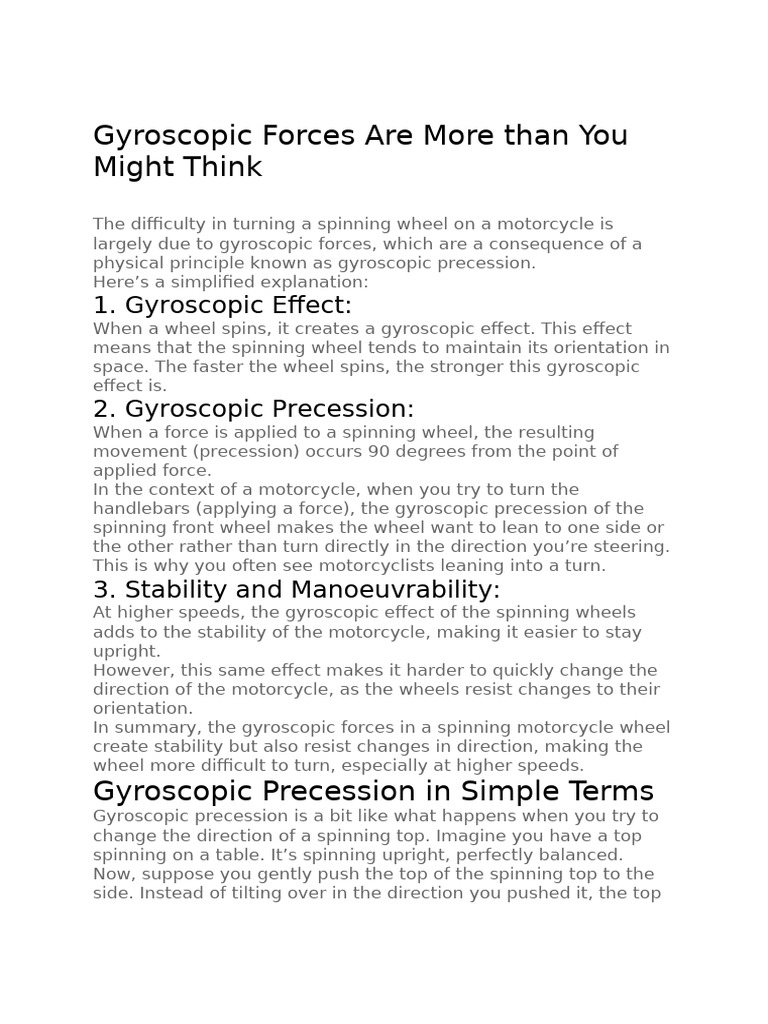 Understanding Gyroscopic Forces in Motorcycles | PDF | Gyroscope