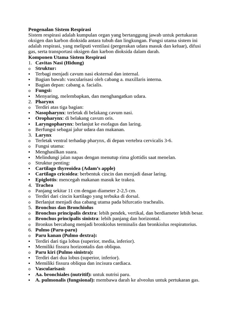 Pengenalan Sistem Respirasi | PDF