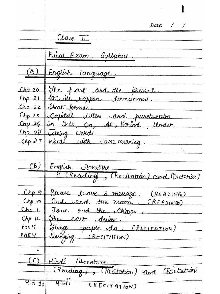 Class II (Final Syllabus 2024-25) | PDF