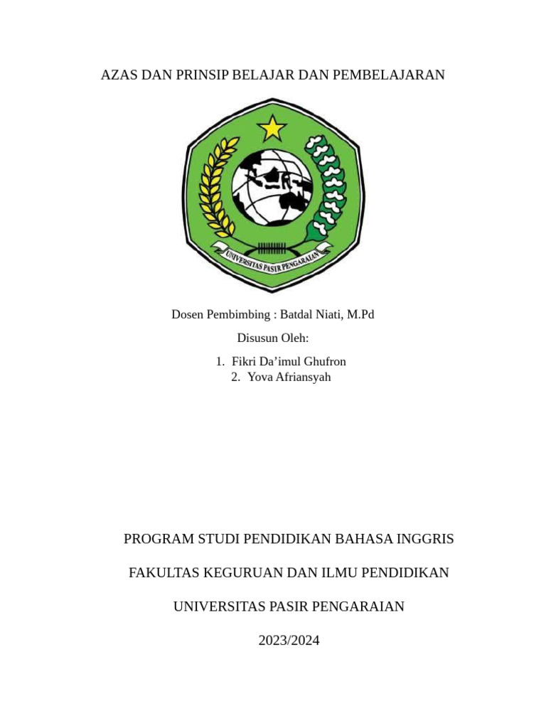 AZAS DAN PRINSIP BELAJAR DAN PEMBELAJARAN Dari Kelomopok 1 | PDF