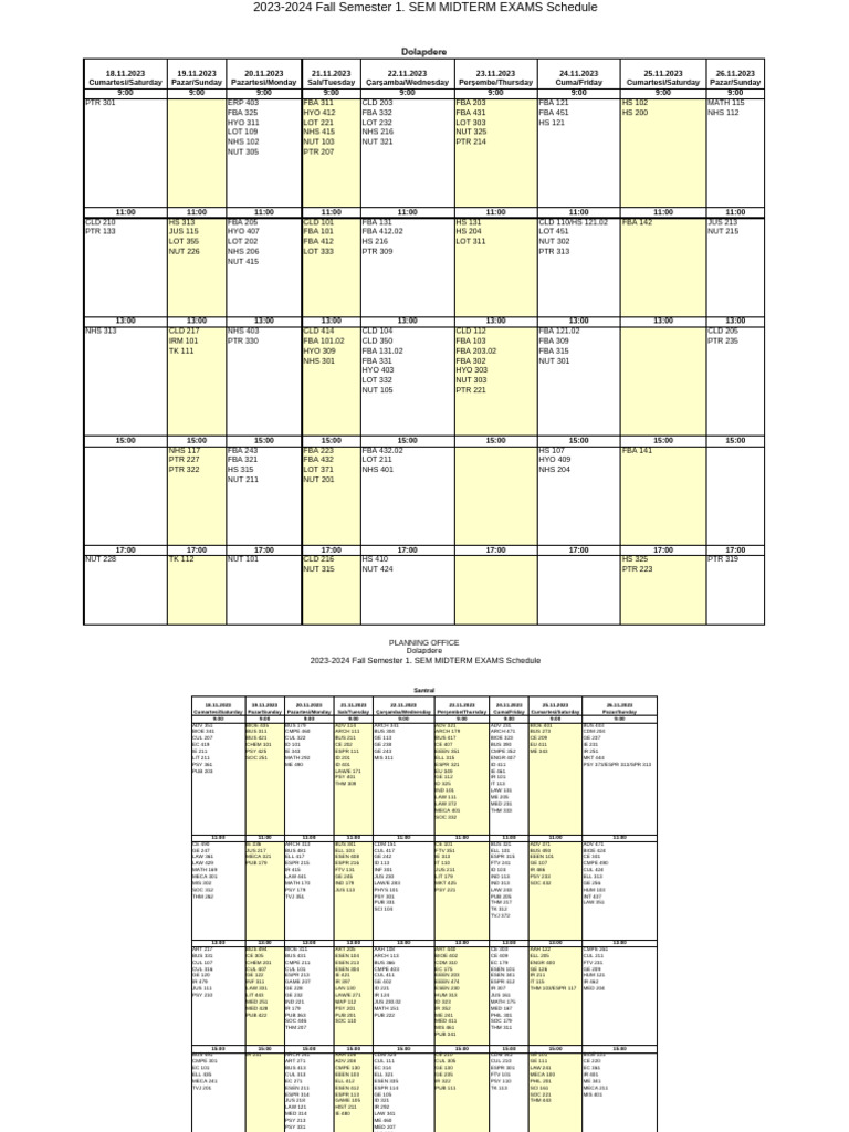 2023 Fall Semester Midterm Exam Schedule | PDF