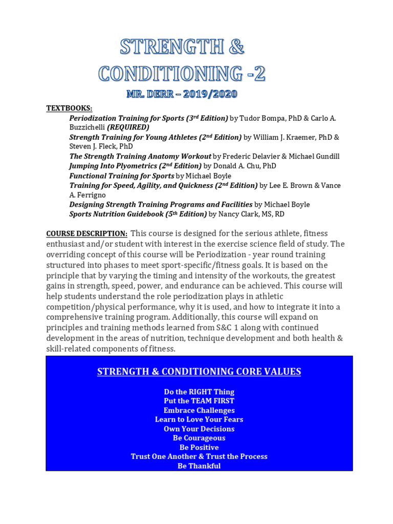 Strength-Conditioning 2 Syllabus | PDF | Strength Training | Physical ...