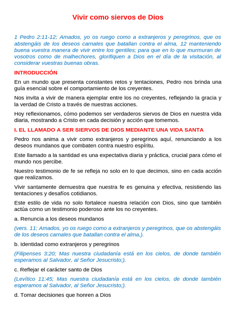 Siervos de Dios: Vivir con Santidad | PDF | Buen trabajo | Jesús