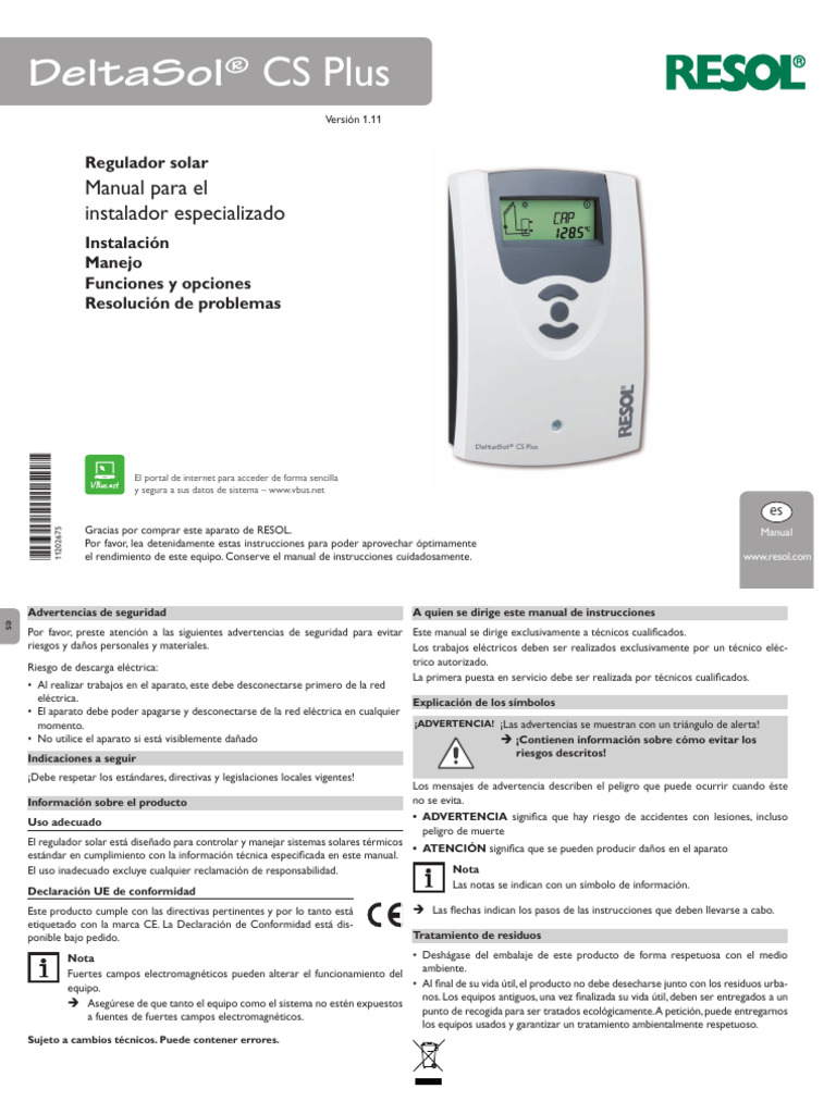 DeltaSol_CS_Plu | PDF | Relé | Fusible (Eléctrico)