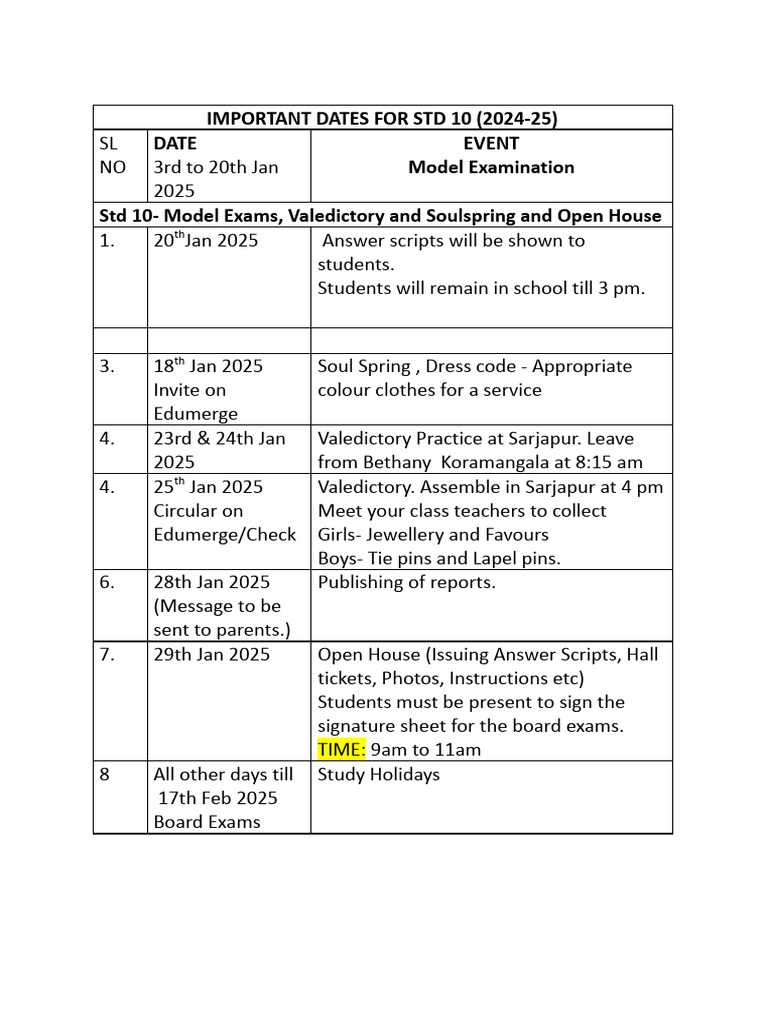 Imp Dates STD 10 1732788319-2 | PDF