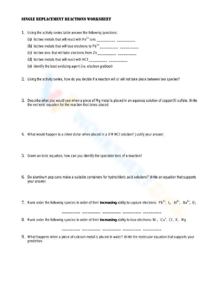 double-replacement-reactions-worksheet-18 final | PDF