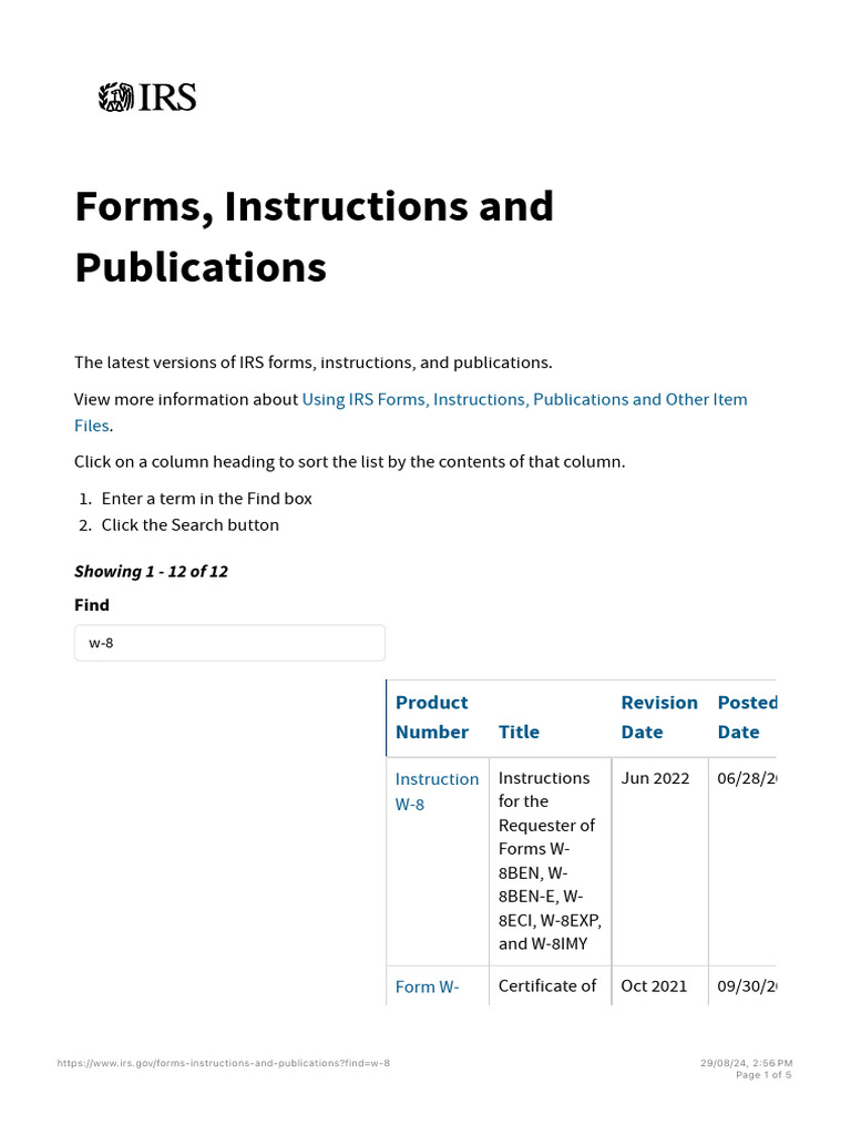 Forms, Instructions and Publications - Internal Revenue Service | PDF ...
