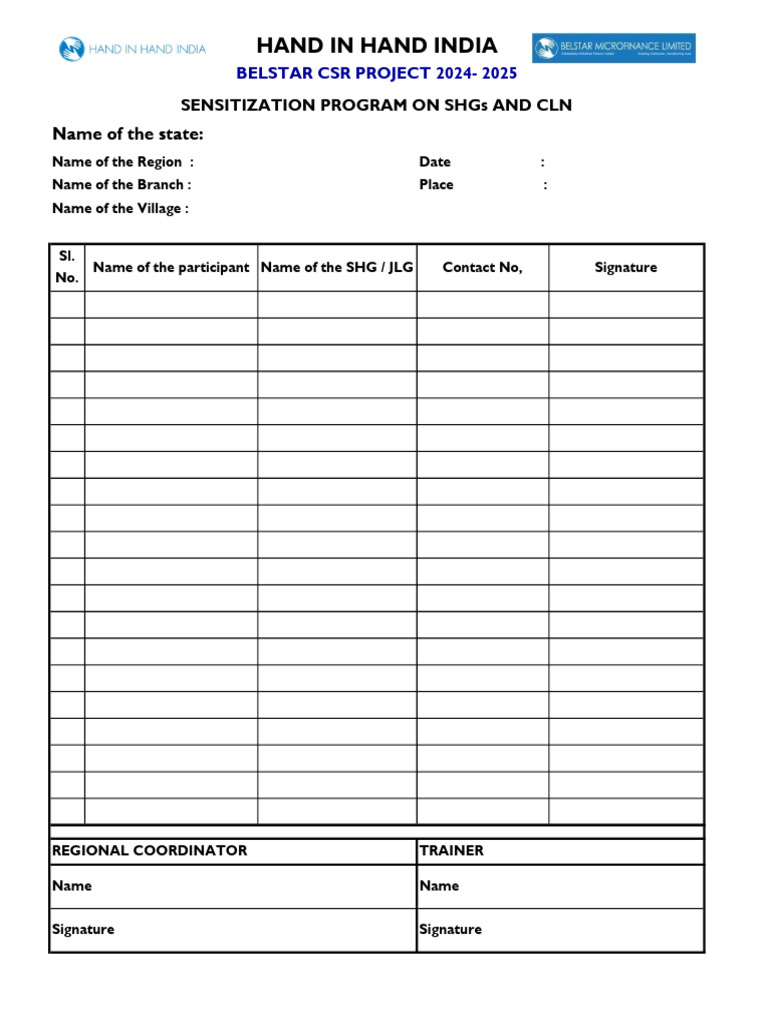 Attendance-Sensitization On SHG and CLN | PDF