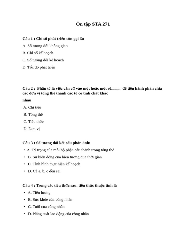 Ôn tập STA 271 | PDF