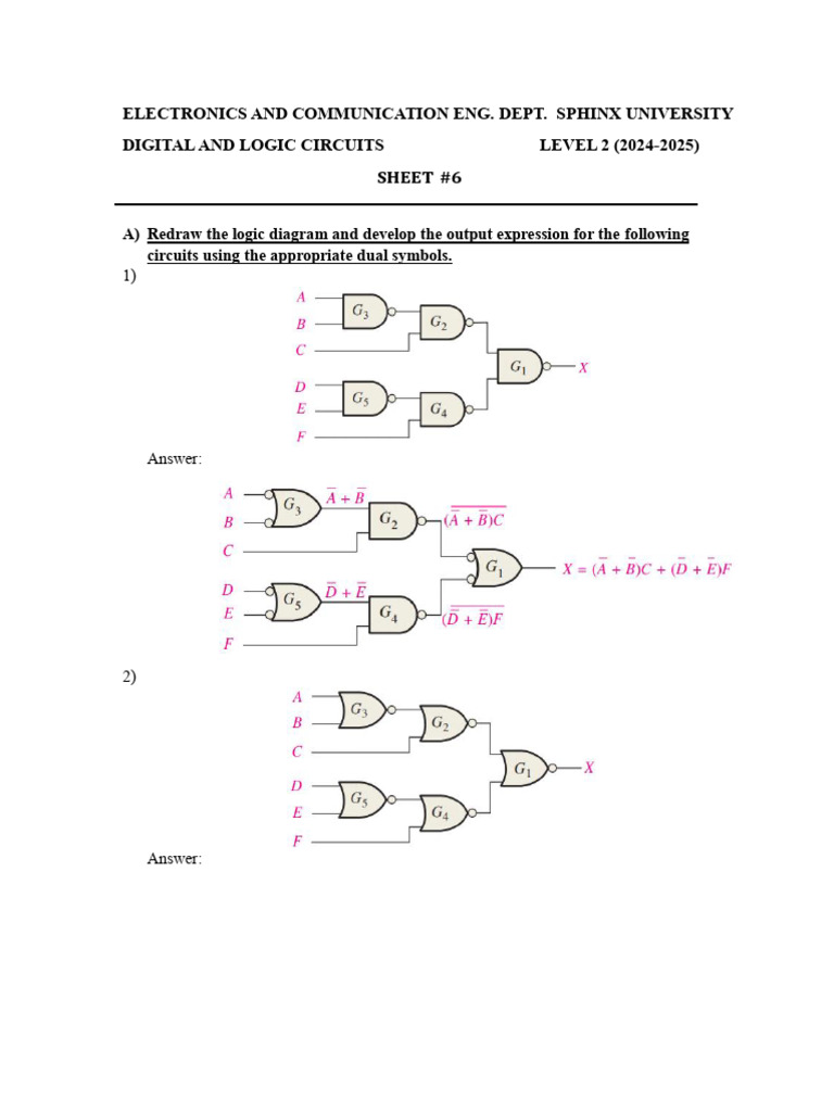 Digital Logic Circuits Exercises | PDF