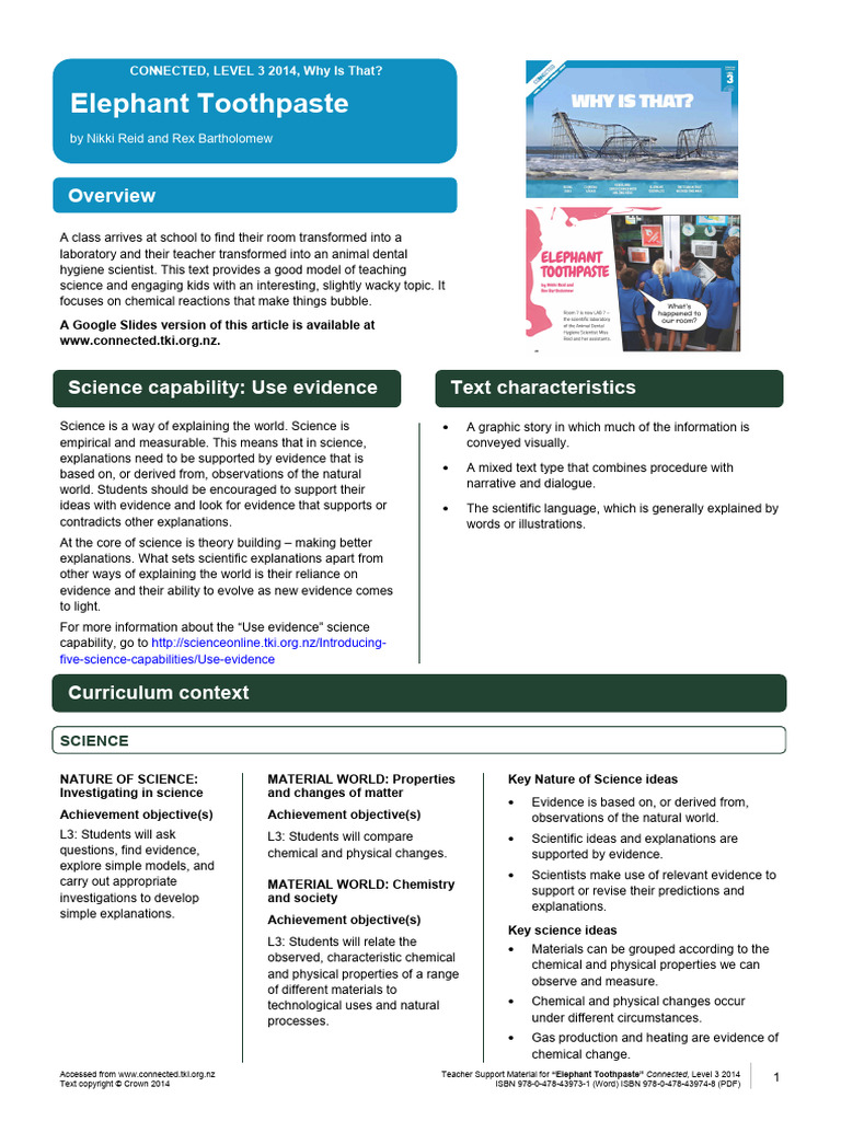 Elephant Toothpaste Connected L3 TSM | PDF | Reading Comprehension ...