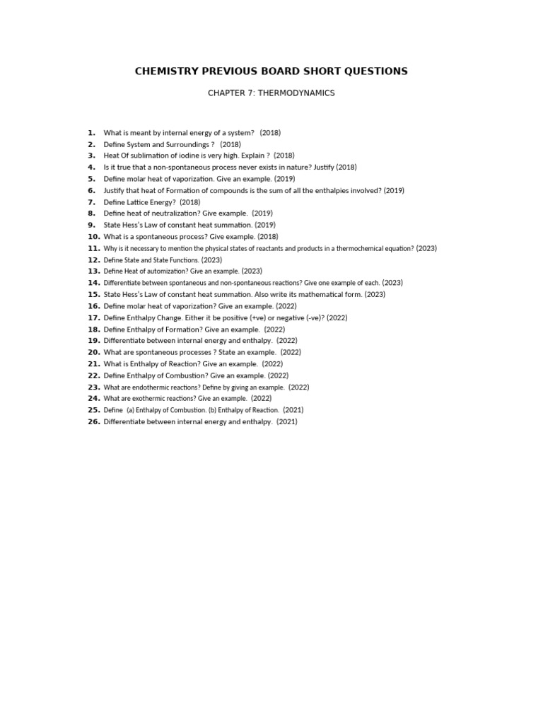 Chapter 7 Chemistry First Year Imp Short | PDF