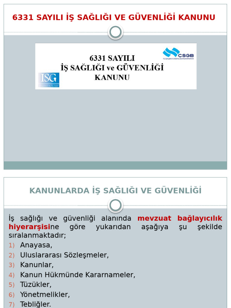 Temel ISG is Kazaları 6331Kanun Ders6.Ppt | PDF