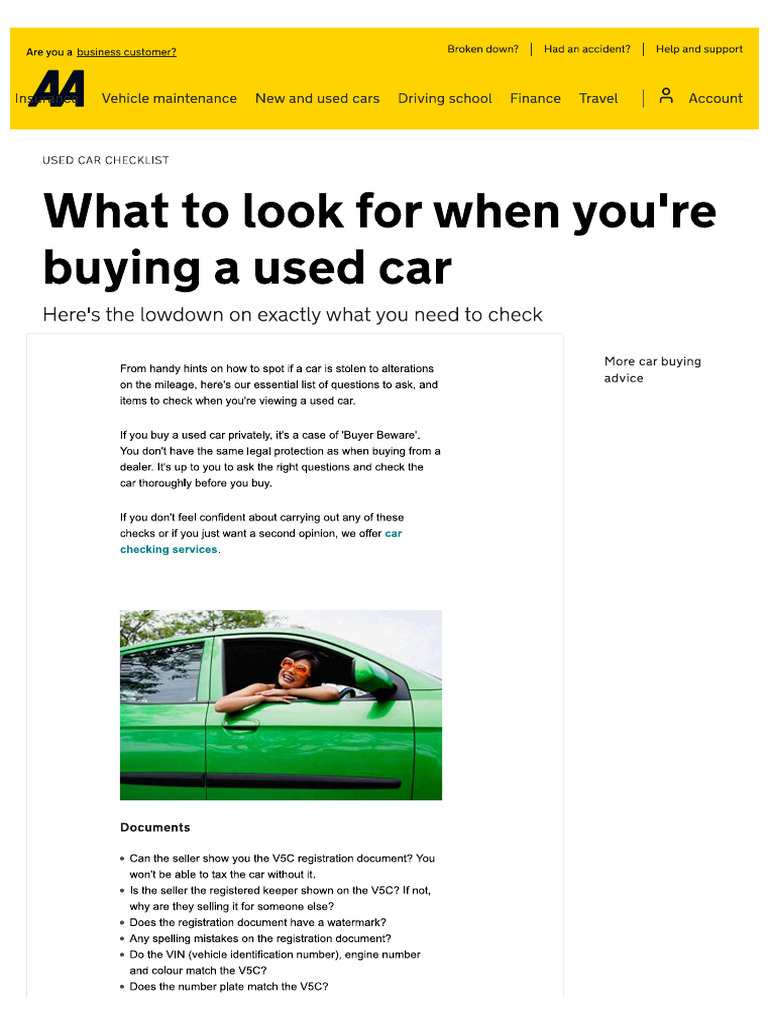 Used Car Checklist | PDF