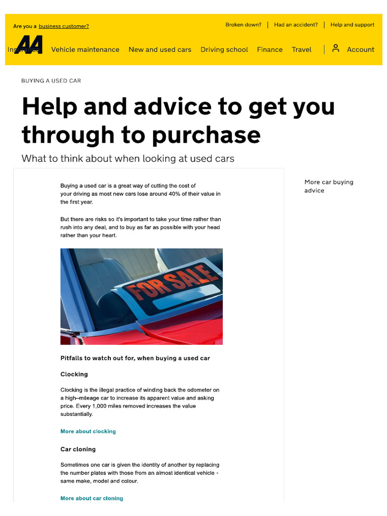 AA TIPS On Used Car | PDF