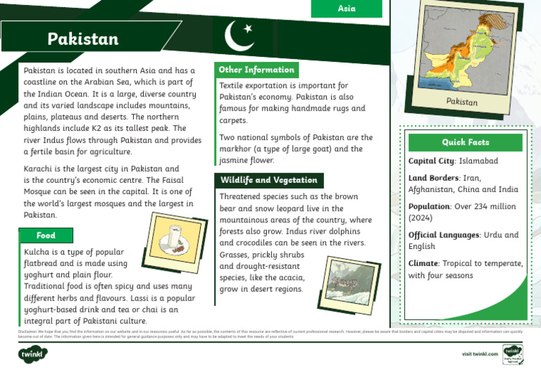 T TP 1626707599 ks2 Pakistan Fact File - Ver - 8 | PDF | Pakistan ...