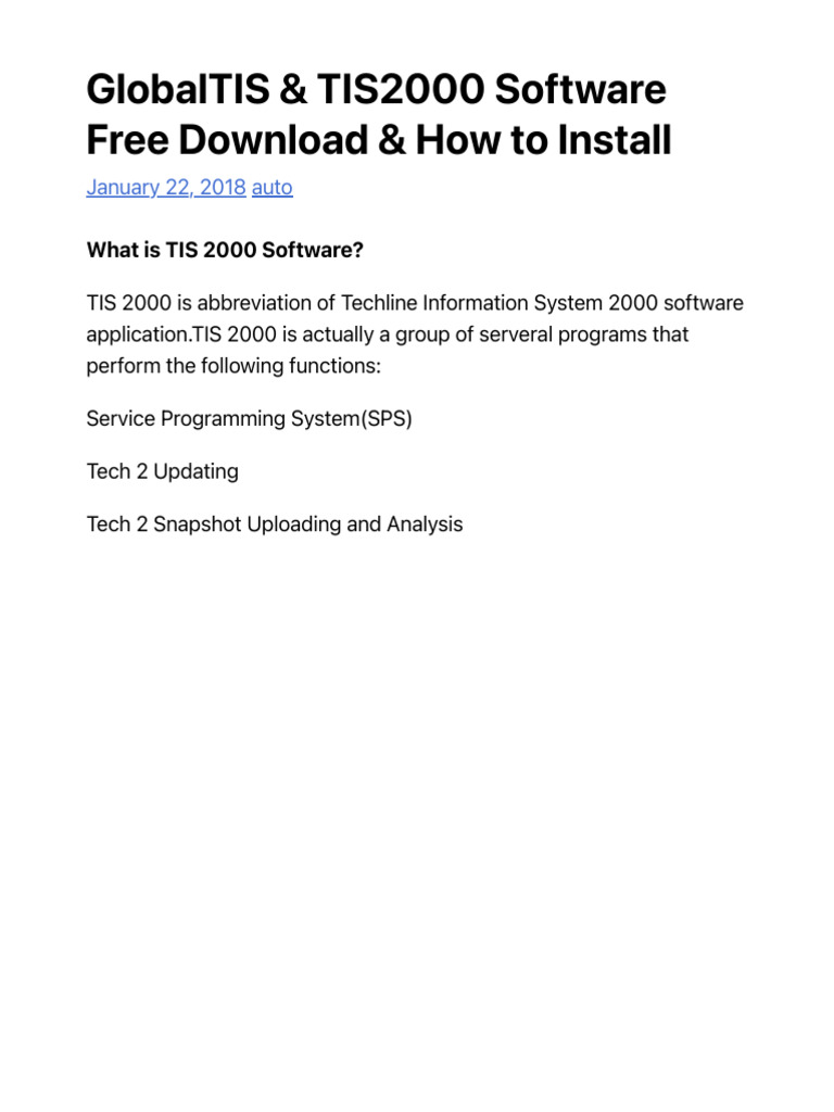 GlobalTIS & TIS2000 Software Free Download & How To Install - Auto ...