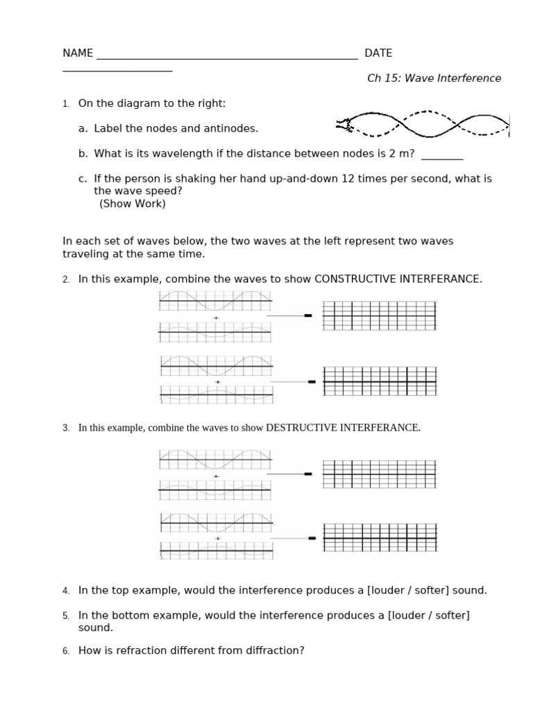Wave Interference and Interactions Quiz | PDF | Waves | Scientific ...