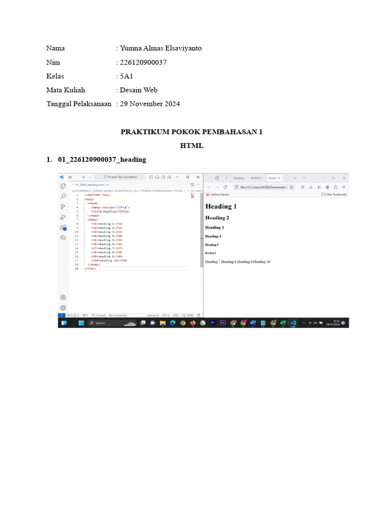 Yumna Almas Elsaviyanto - 3a1 - Hasil Praktikum Pokok Pembahasal 1 HTML | PDF