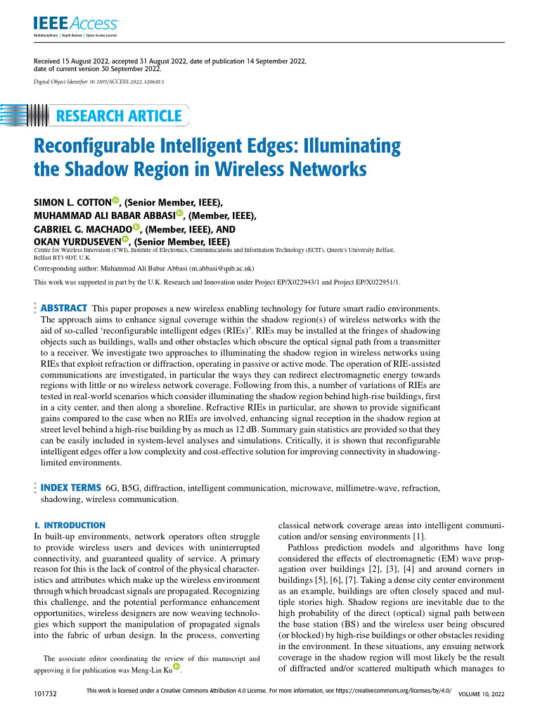 Reconfigurable Intelligent Edges Illuminating The Shadow Region in Wireless Networks | PDF ...