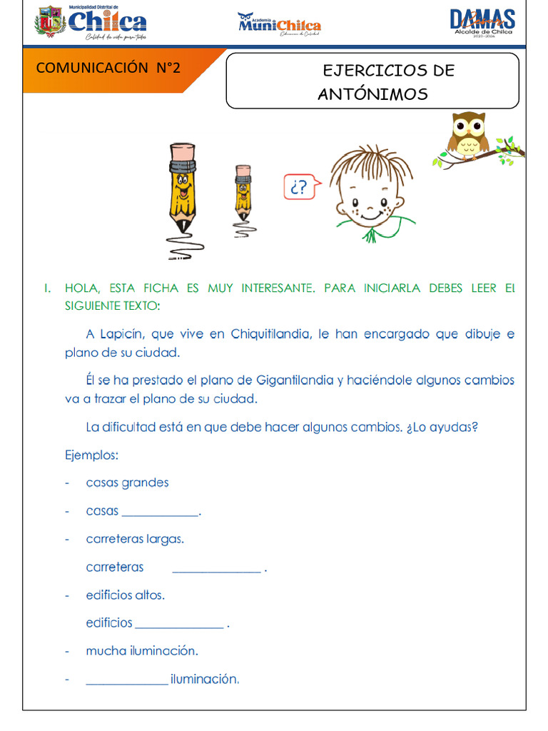 Ejercicios de Antónimos Sem.2 | PDF