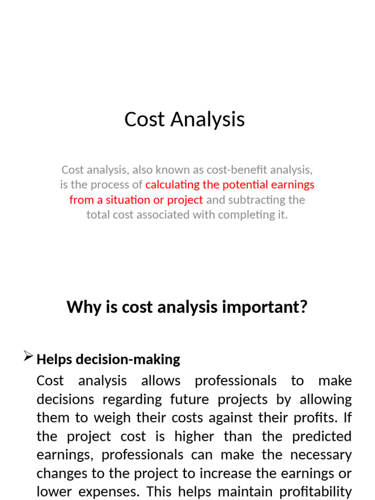 Cost Analysis | PDF | Cost–Benefit Analysis | Decision Making