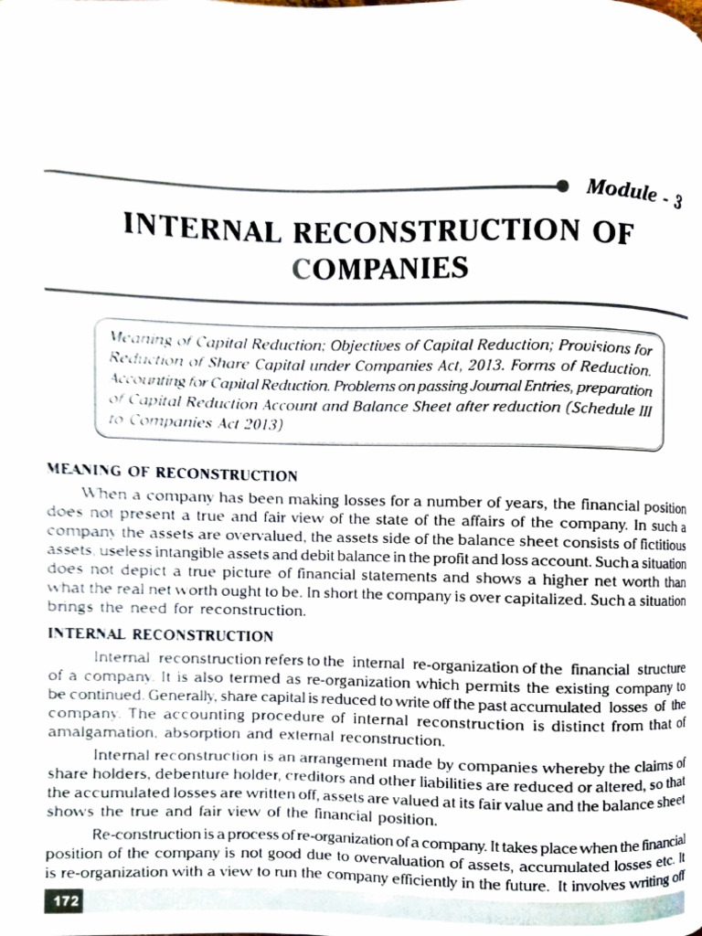 Internal Reconstruction of Companies | PDF | Balance Sheet | Valuation (Finance)