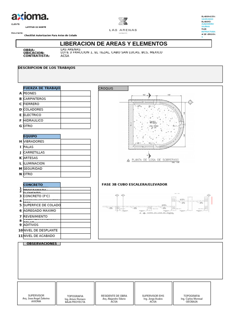 CA-01+Liberacion +checklist Areas y Elementos 3A | PDF