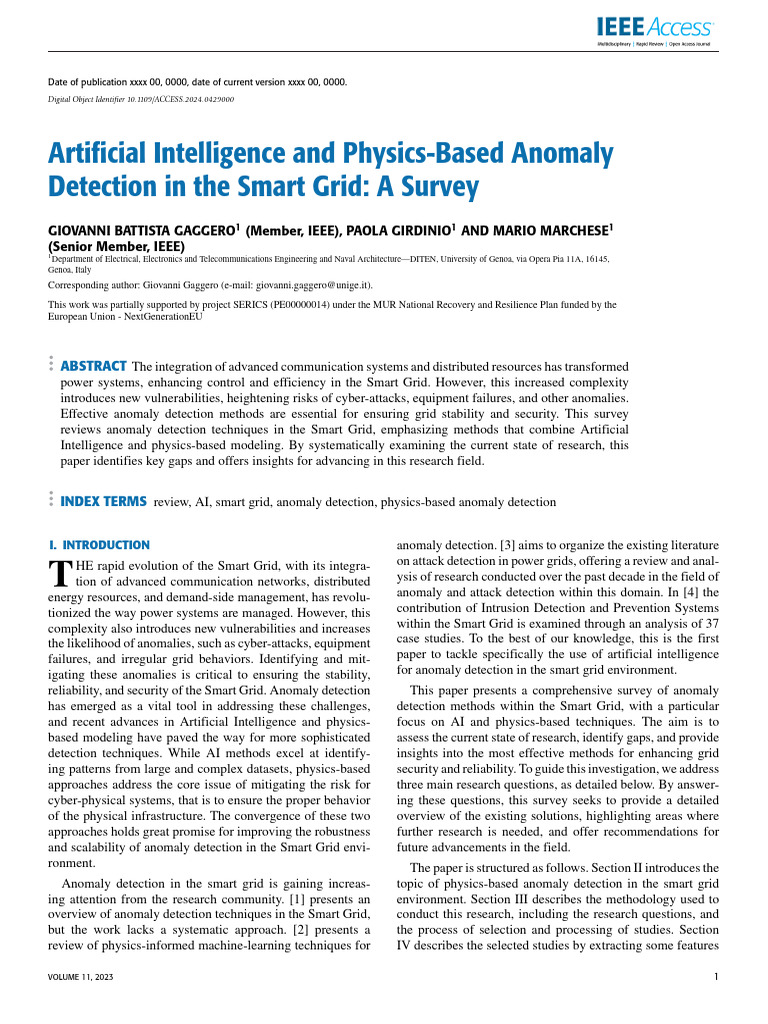 Artificial Intelligence Based Anomaly Detection in The Smart Grid A ...