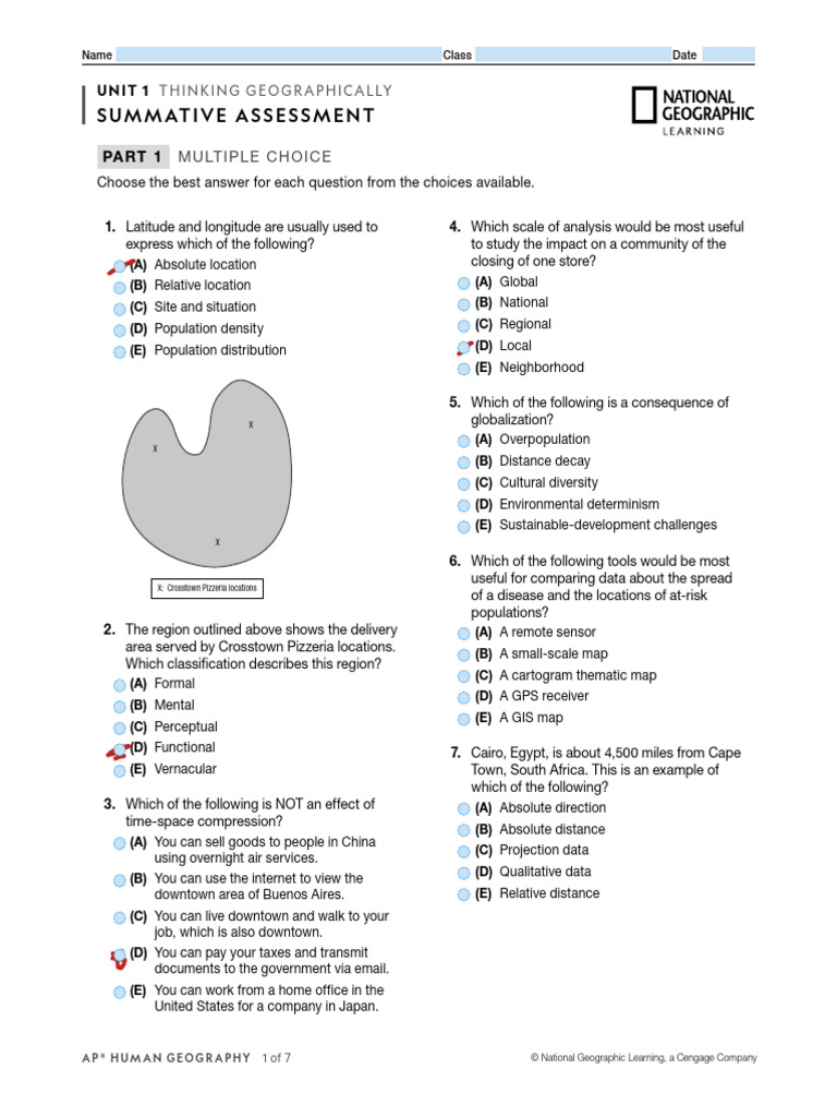 Geography AP Unit 1 Test | PDF | Map | Geography