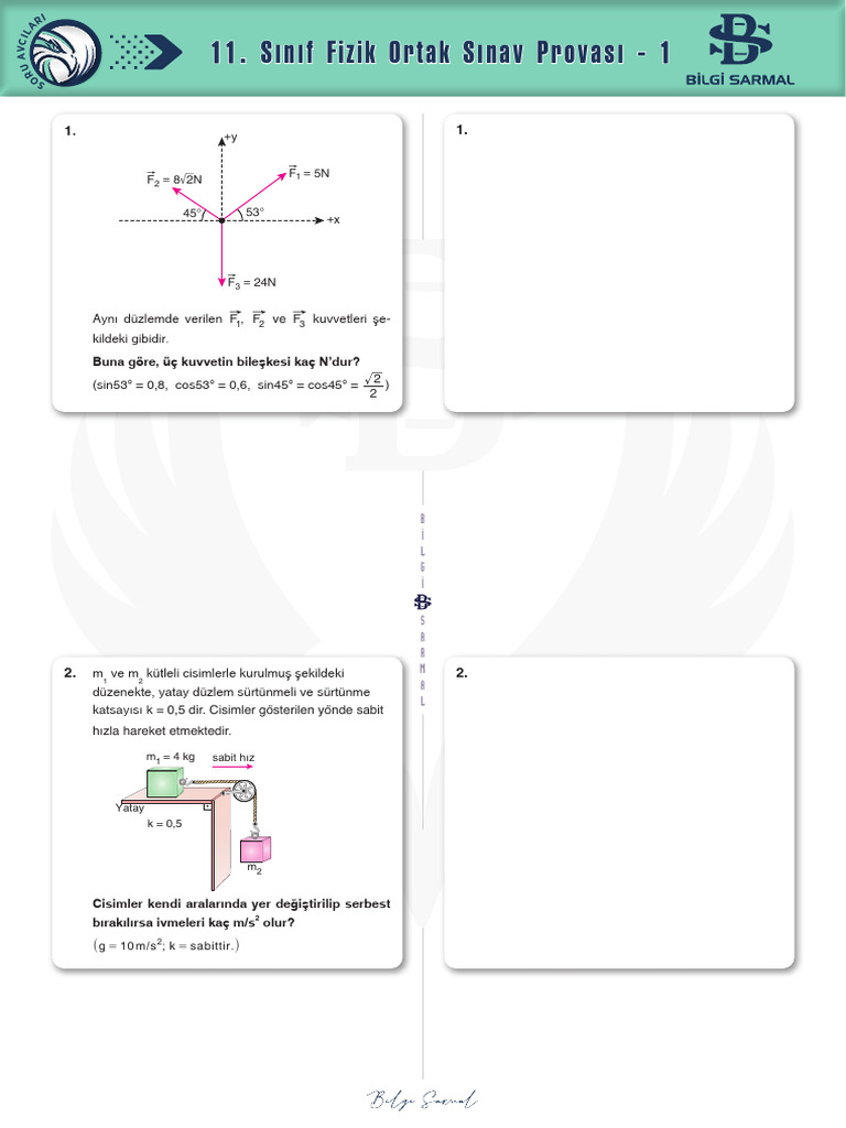 11_SINIF_FİZİK_ORTAK_SINAV_PROVASI | PDF