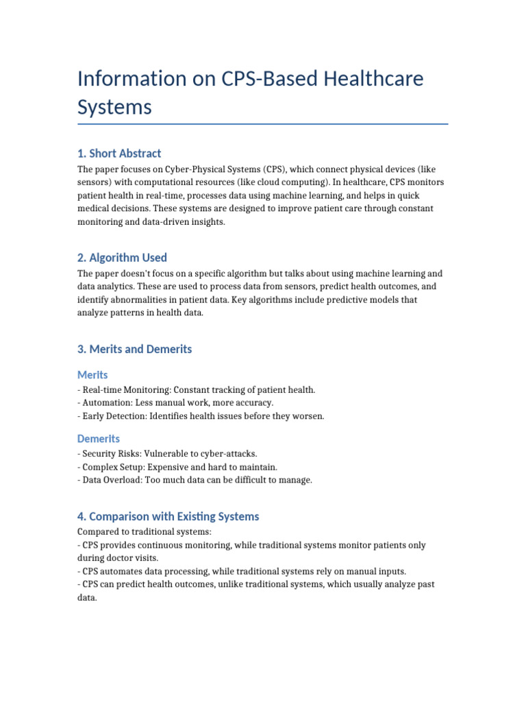 CPS in Healthcare: Real-Time Monitoring | PDF | Machine Learning ...
