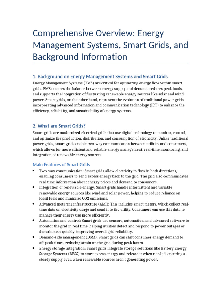 Comprehensive Overview Smart Grids and EMS | PDF | Smart Grid | Electrical Grid