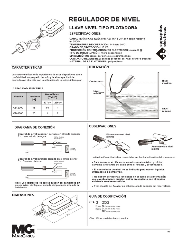 Regulador de Nivel CB 2000: Especificaciones | PDF | Electricidad ...