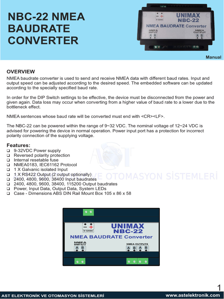 NBC-22 NMEA BAUDRATE CONVERTER Manual RV1 - 0 | PDF | Electrical ...
